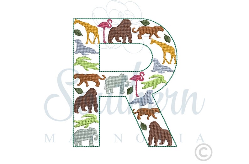 R Zoo Alphabet Embroidery Design Zoo Embroidery Font Safari | Etsy