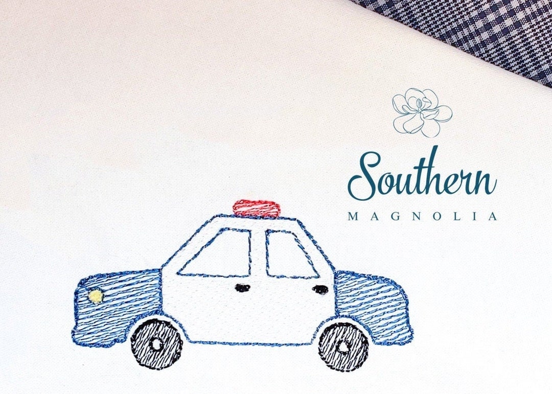 Police Car Sketch Fill Embroidery Design - Etsy