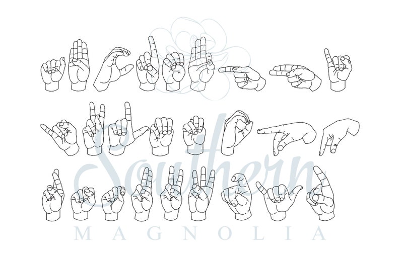 Sign Language Embroidery Design, Bean Stitch Embroidery Font, DIY ...