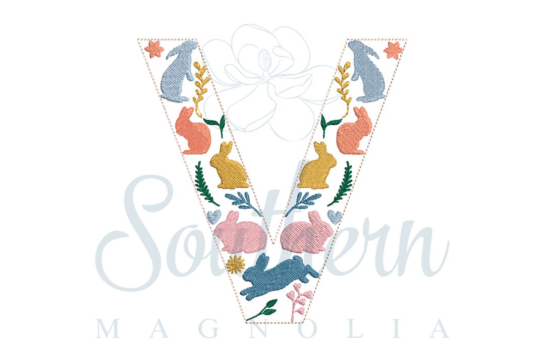 V Easter Embroidery Design | Easter Alphabet Applique, Easter ...