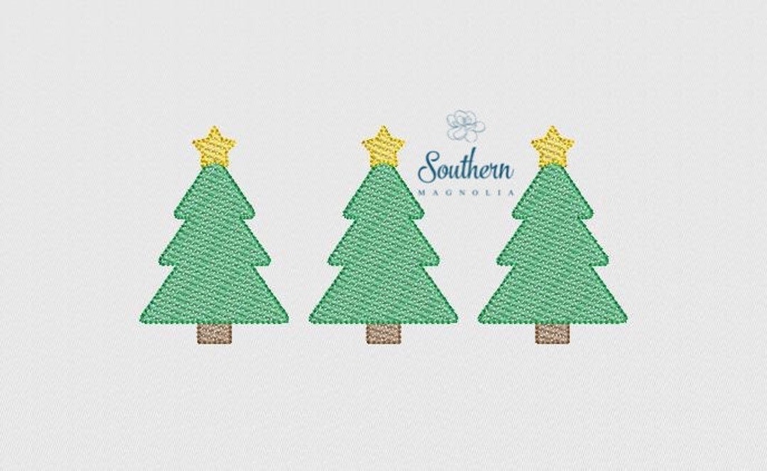 Christmas Tree Trio Sketch Fill Machine Embroidery Design - Etsy