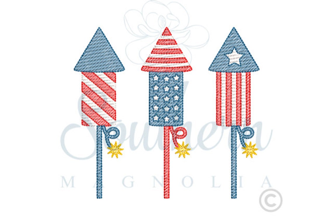 Firecracker Embroidery Design, Sketch Fill, July 4th Embroidery Design ...