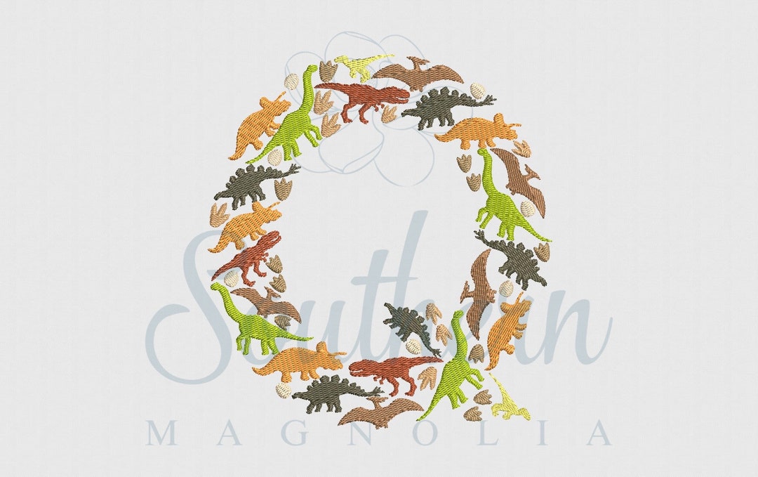 Q Dinosaur Embroidery Design | Dinosaur Alphabet, Dinosaur Embroidery ...
