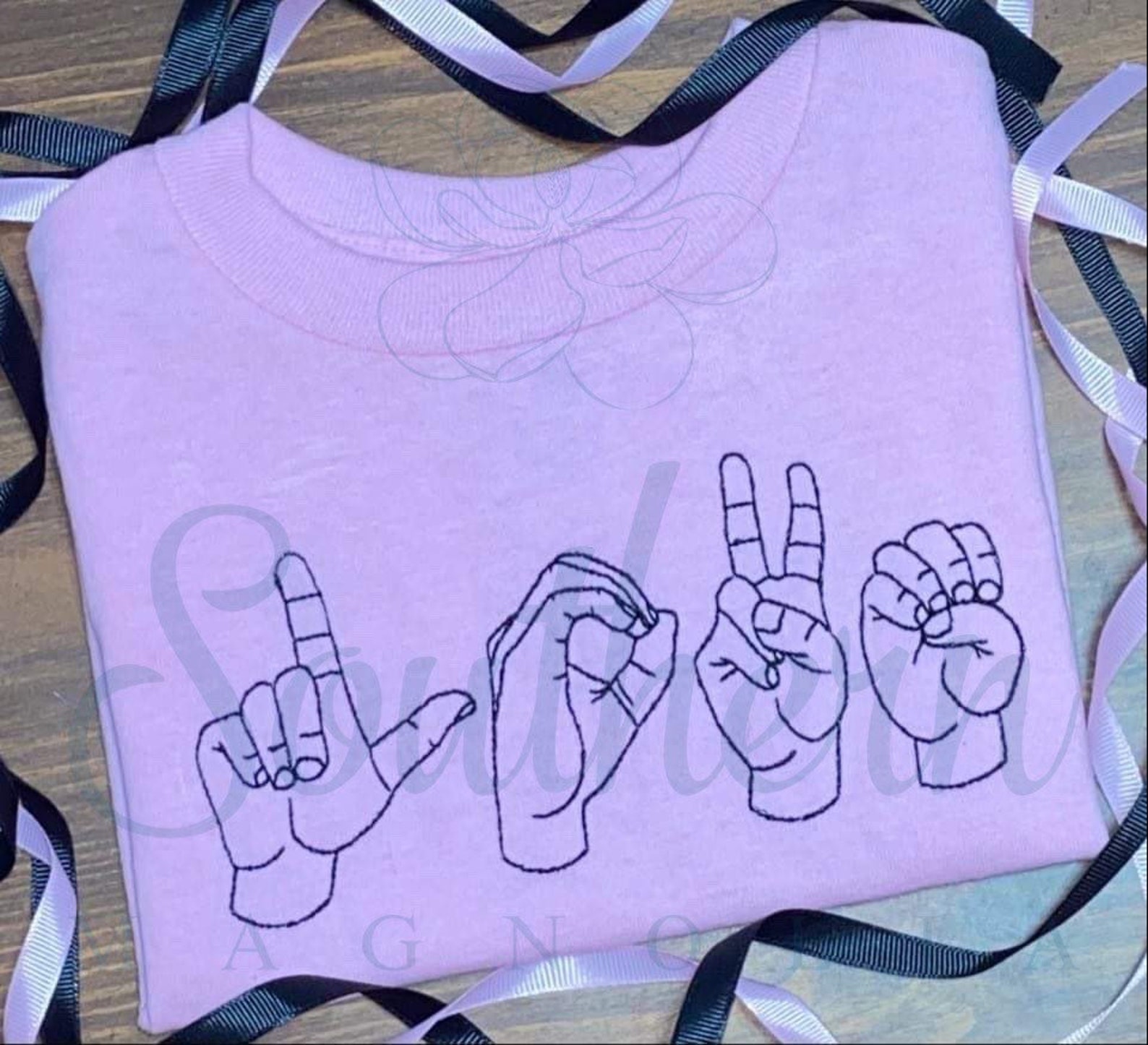 Sign Language LOVE, Bean Stitch Embroidery Design, Vintage Design ...