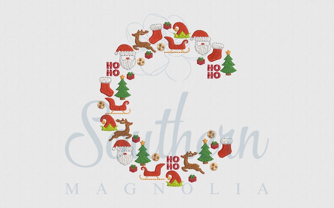 C Christmas Santa Alphabet Embroidery Design - Etsy