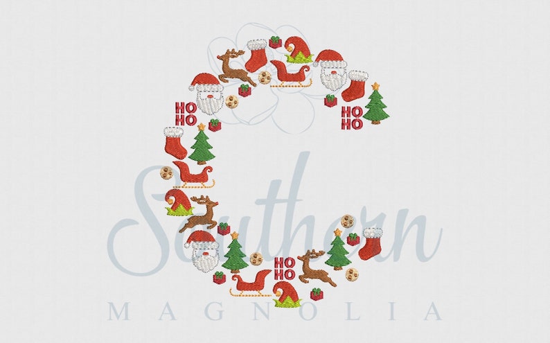C Christmas Santa Alphabet Embroidery Design - Etsy