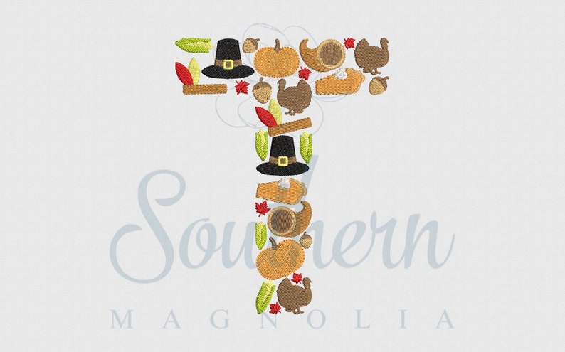 T Thanksgiving Alphabet Embroidery Design - Etsy
