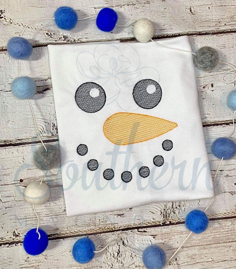 Snowman Coal Smile Sketch Embroidery Design - Etsy
