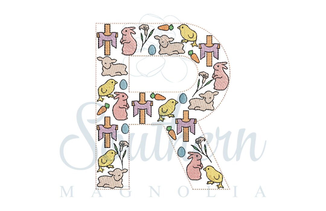 R Easter Embroidery Design | Easter Alphabet Applique, Easter ...