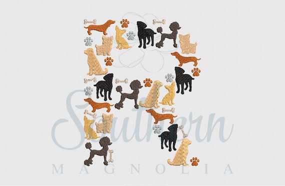 R Dog Solid Alphabet Embroidery Design | Etsy