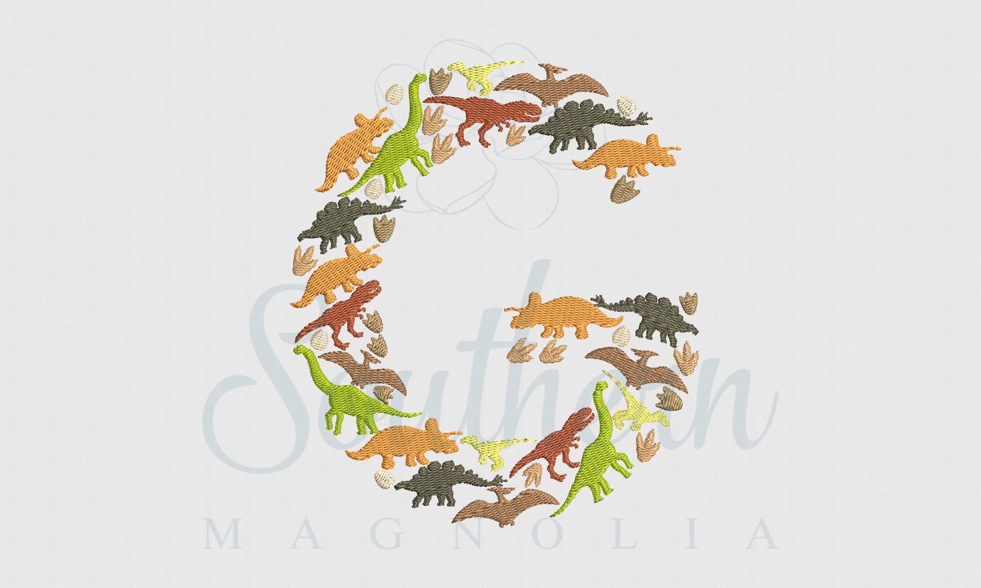 G Dinosaur Embroidery Design | Dinosaur Alphabet, Dinosaur Embroidery ...