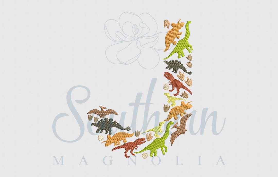 J Dinosaur Embroidery Design | Dinosaur Alphabet, Dinosaur Embroidery ...