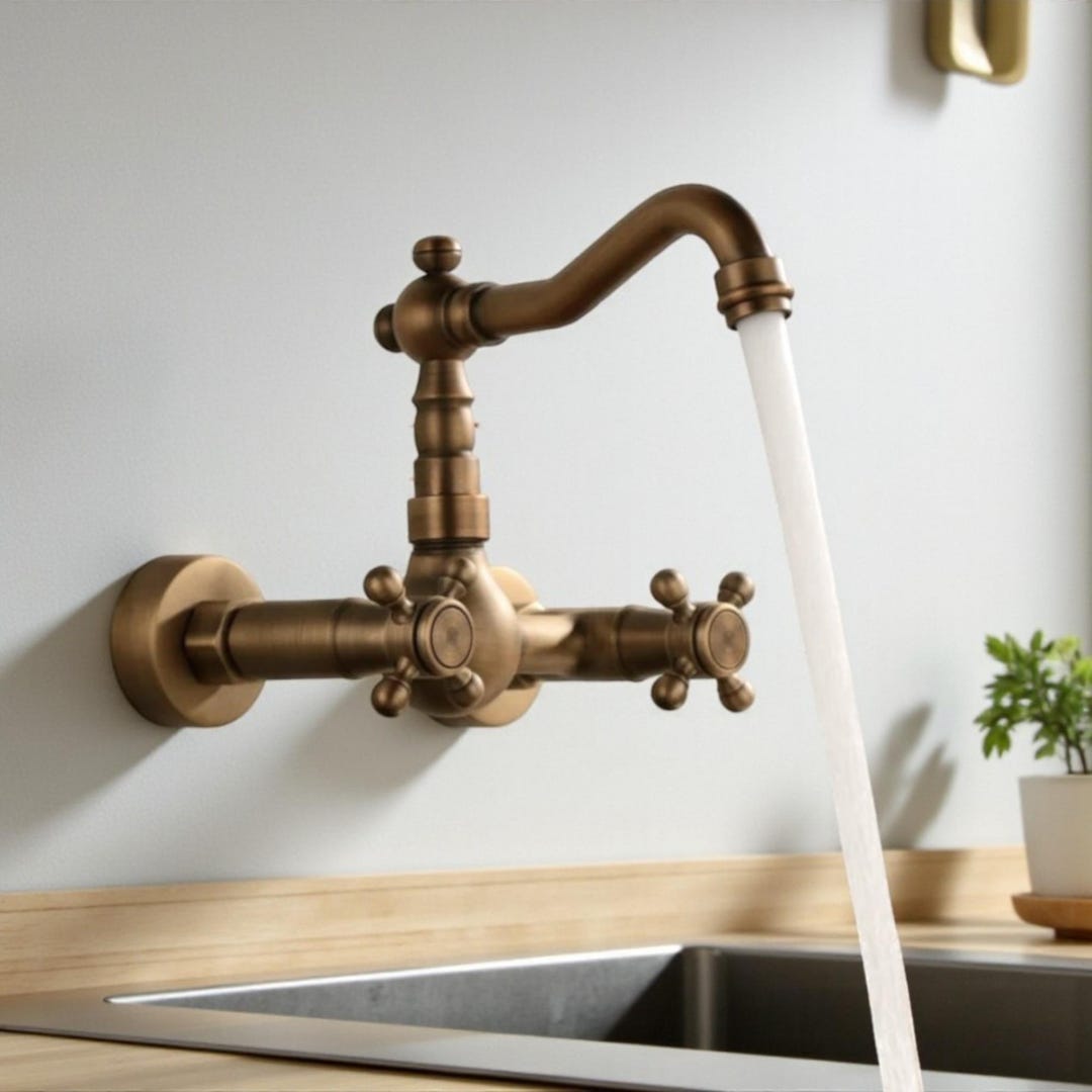 Antique Basin Kitchen Sink Mixer Tap , Retro Style Bronze Swivel Faucet ...