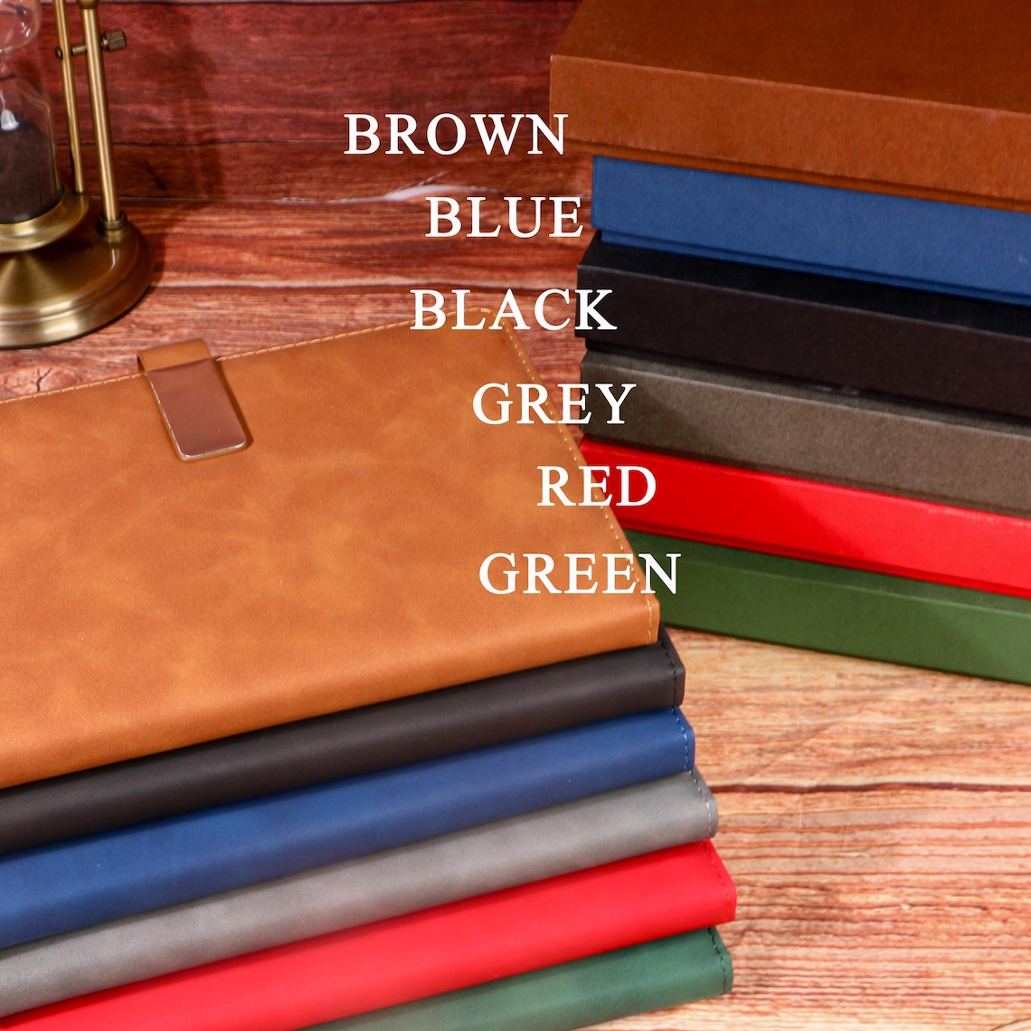 Custom Leather Journal Set, Personalized 2026 Planner Notebook Set With ...