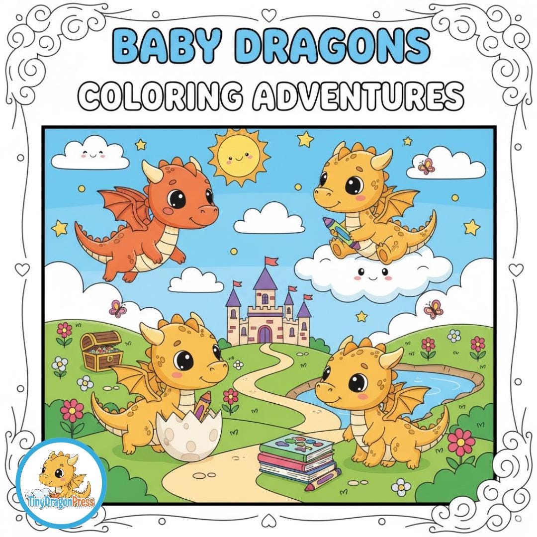 Tiny Dragon Coloring Book for Kids | Cute Fantasy Creatures | Fun ...