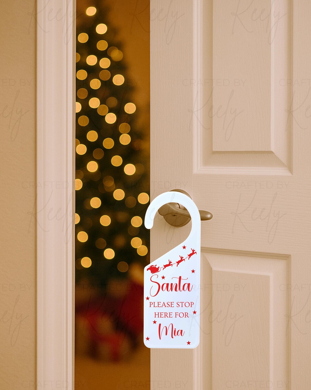 Santa Please Stop Here - Personalised Door Hanger - Christmas Eve ...
