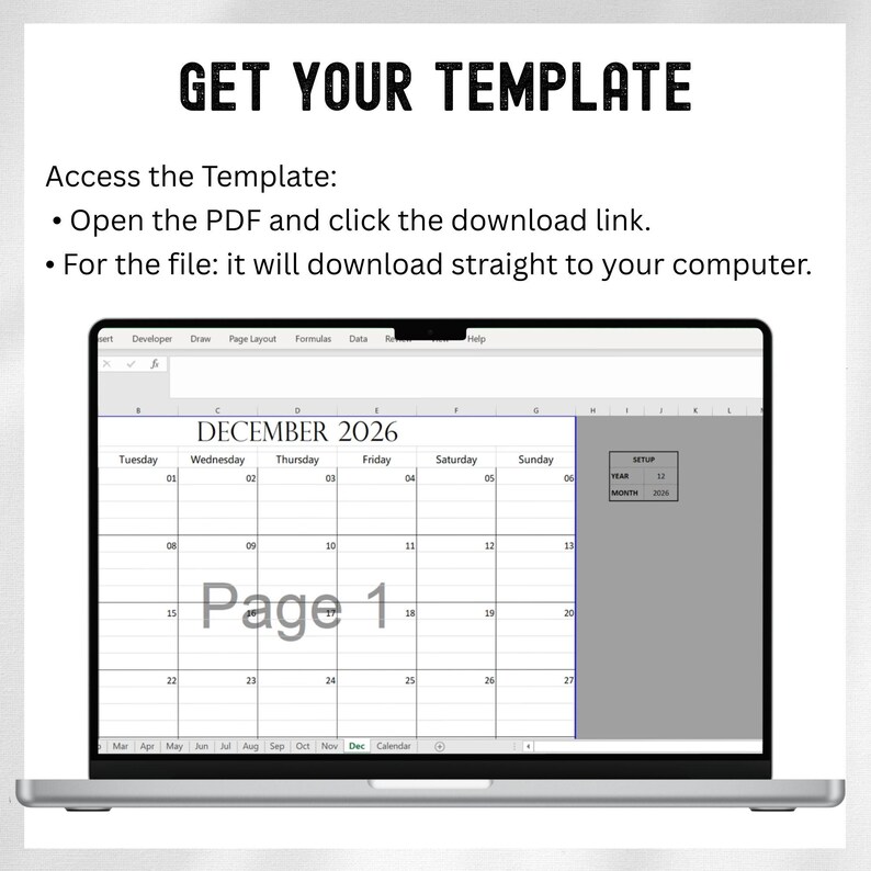 Editable Excel Calendar Template: Printable Monthly Planner (monday ...
