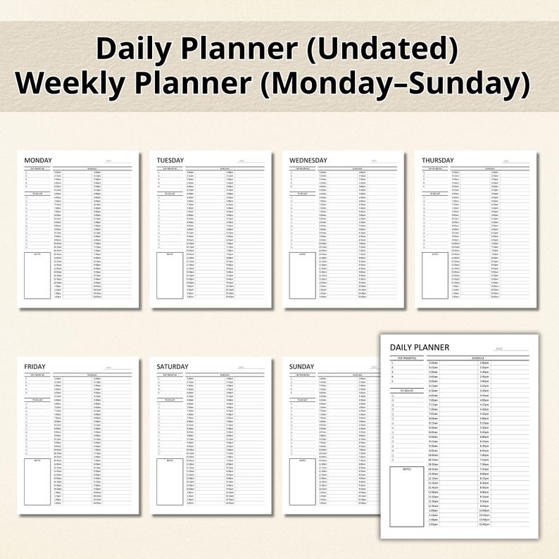 15 Minute Daily Planner: Editable Time Blocking Template (printable PDF ...