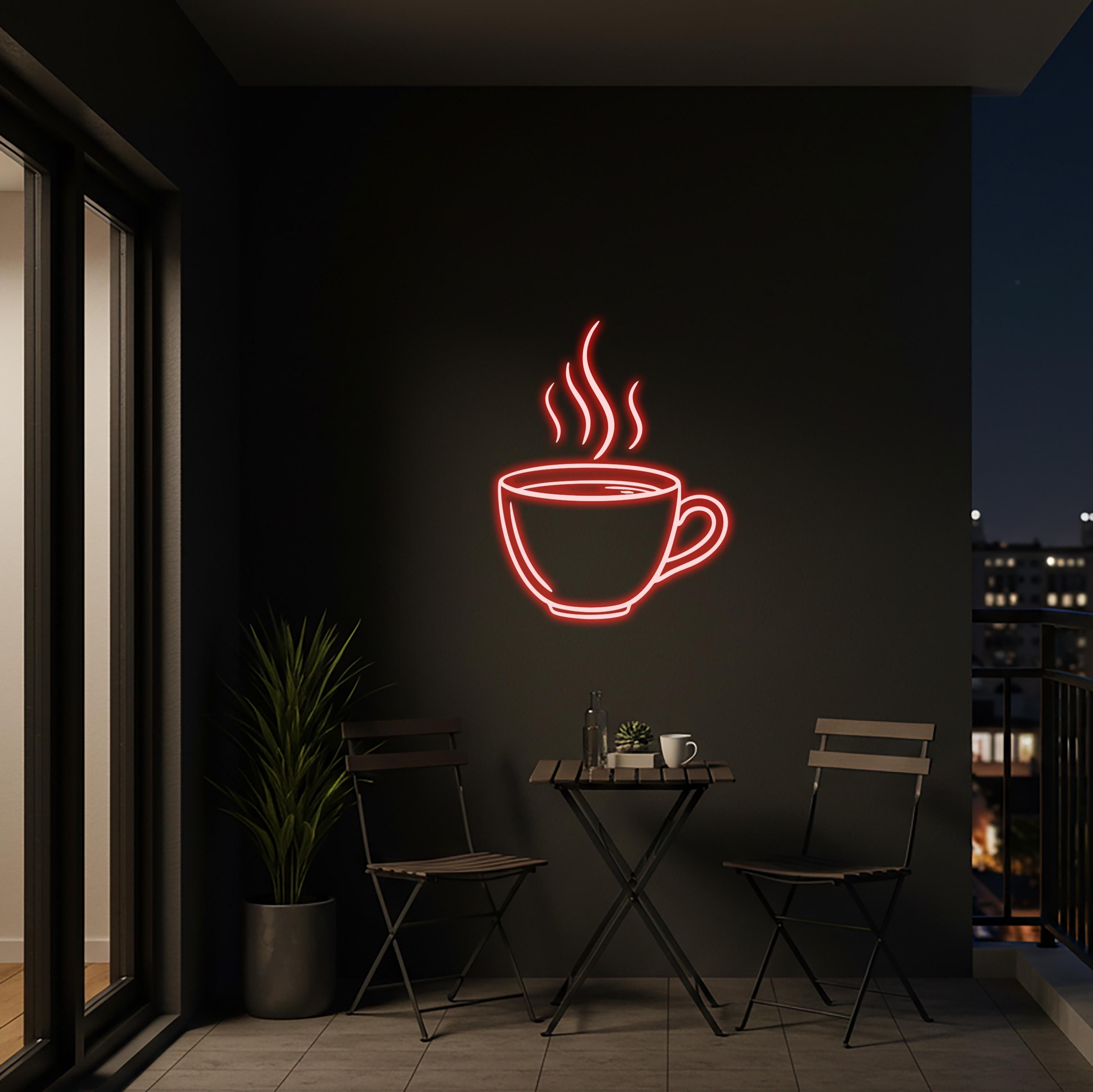 Coffee Cup LED Neon Sign, Modern Decor, Cafe Neon Wall Light, Kitchen ...