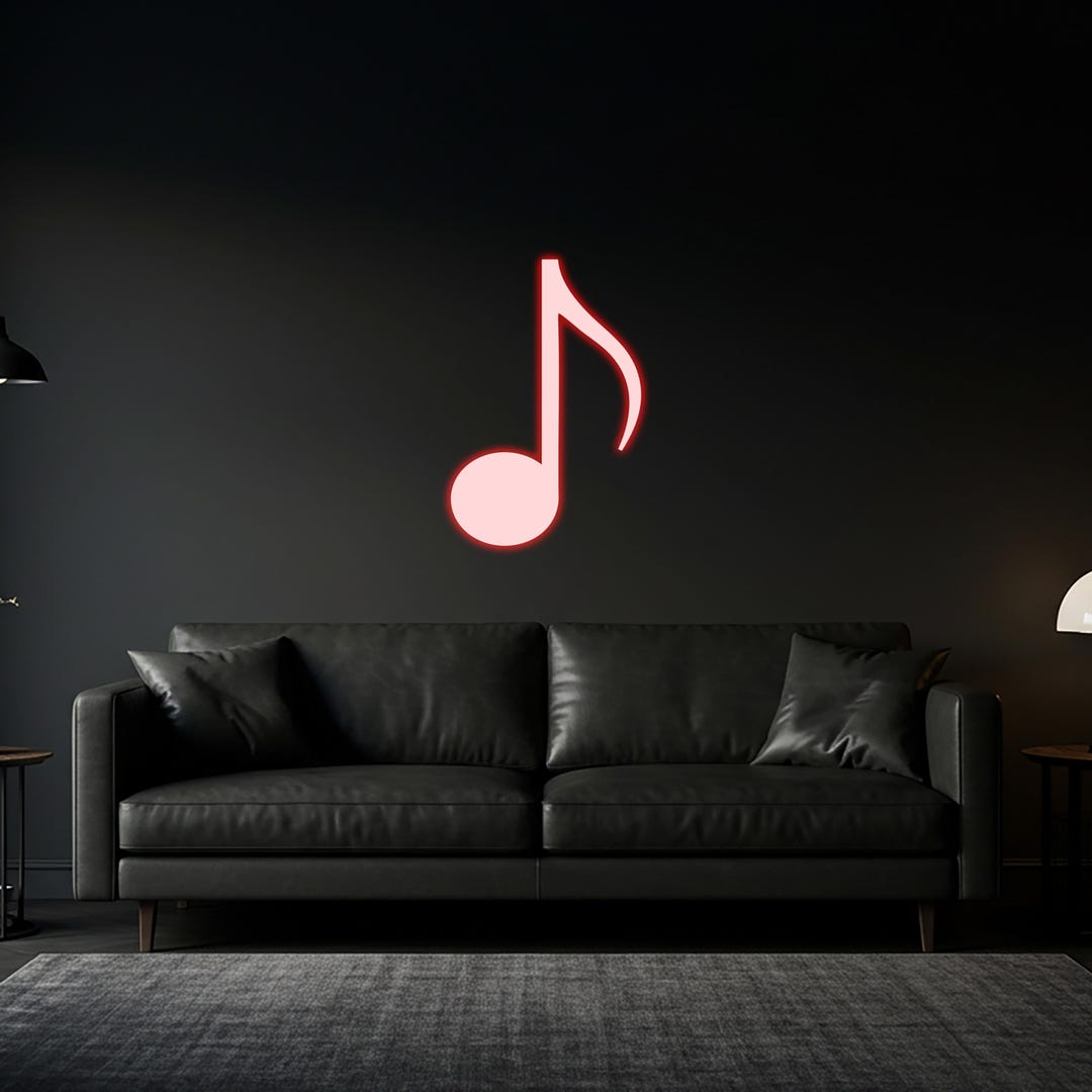 Music Note LED Neon Sign, Modern Wall Light, Studio Decor, Bar Decor ...