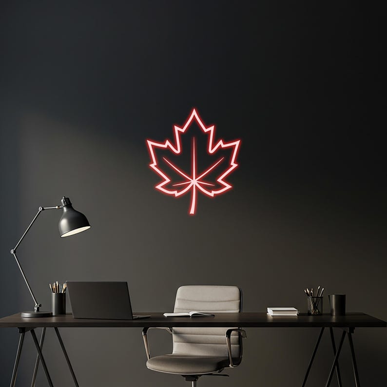 Maple Leaf LED Neon Sign, Neon Wall Light, Living Room Decor, Office ...