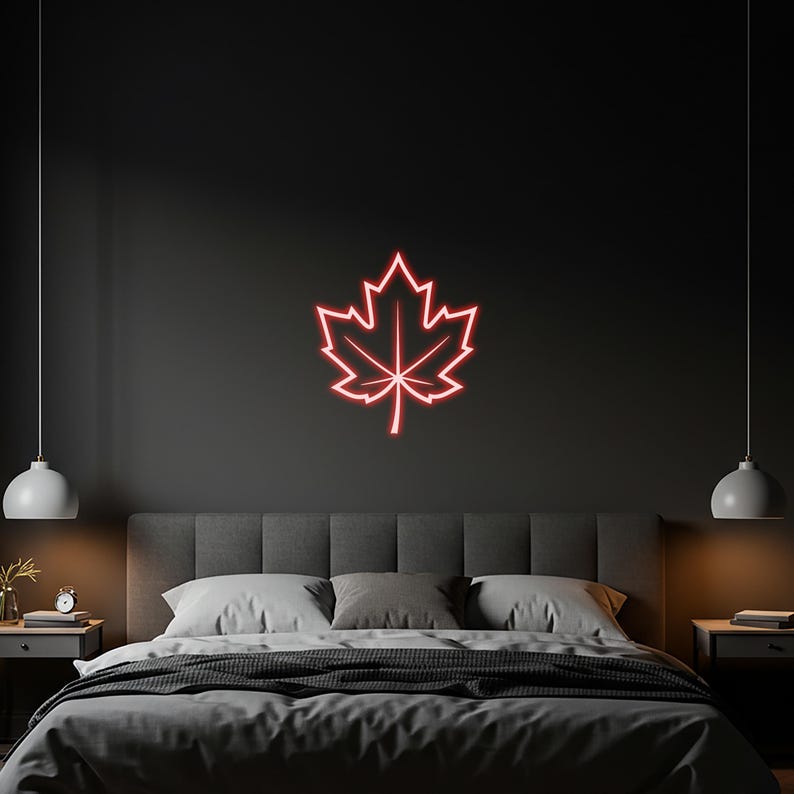 Maple Leaf LED Neon Sign, Neon Wall Light, Living Room Decor, Office ...