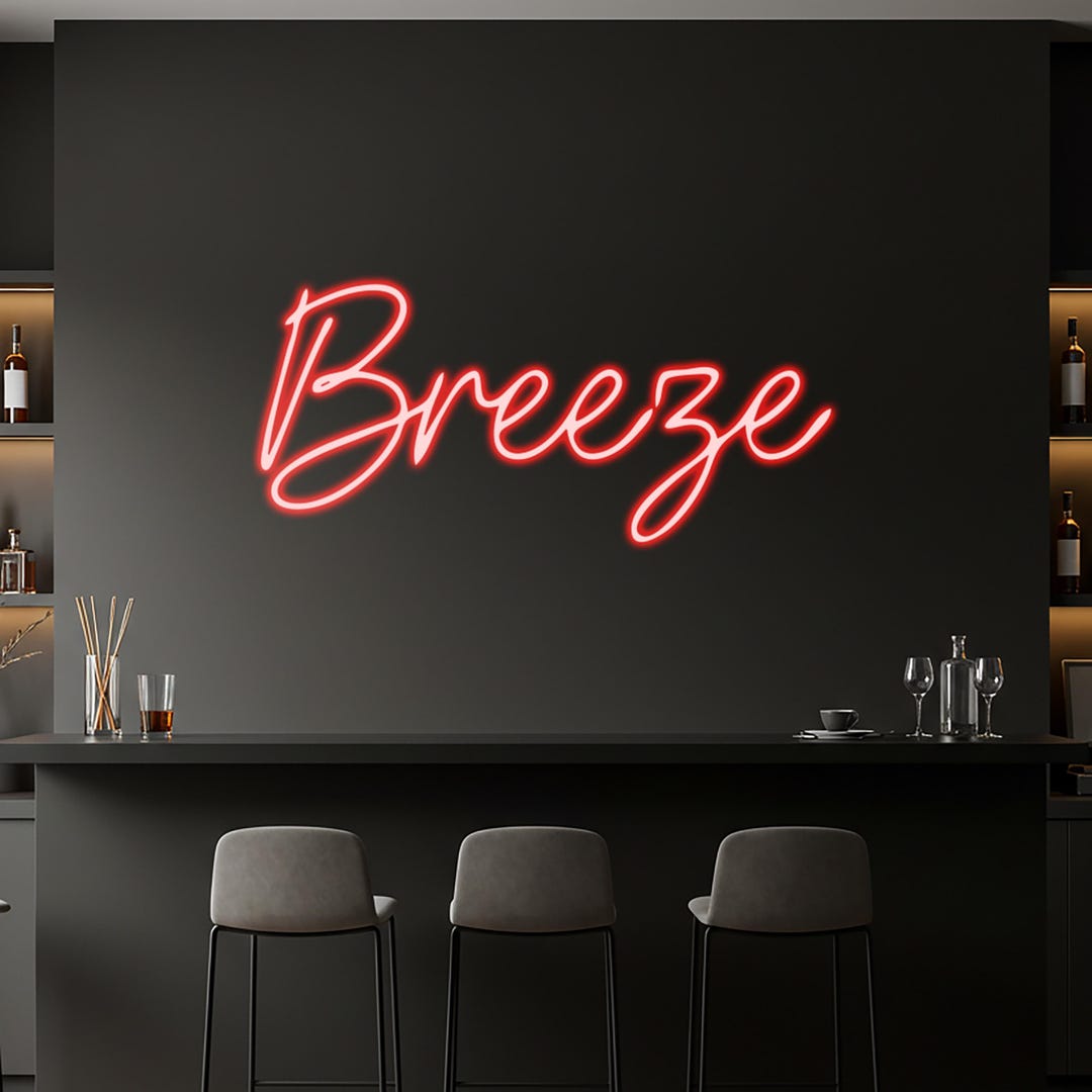 Breeze Neon Sign, Relaxing Wall Light, Aesthetic LED Sign, Bedroom Wall ...