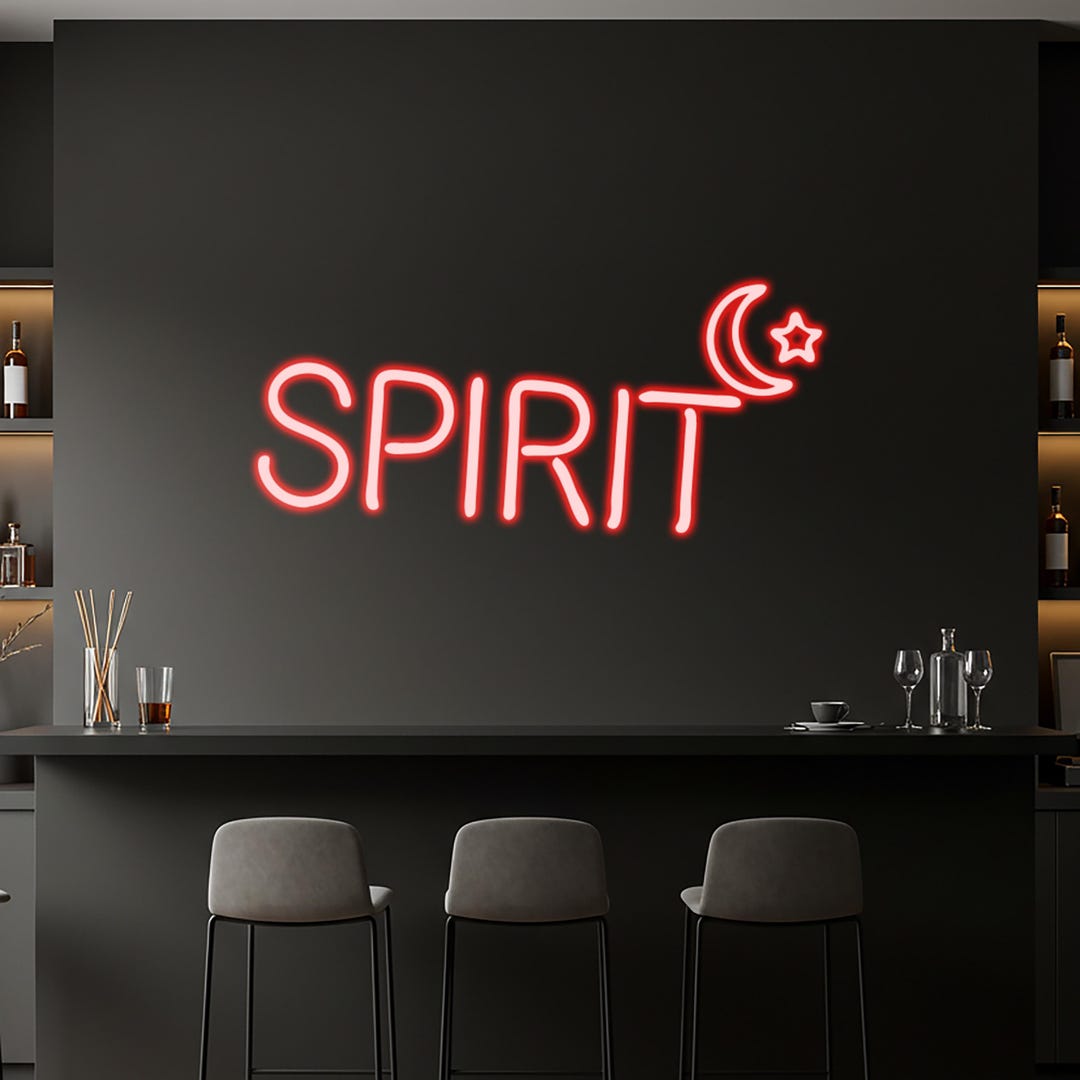 Spirit Neon Sign, Spiritual Gift, Moon Wall Sign, Neon Wall Hanging ...