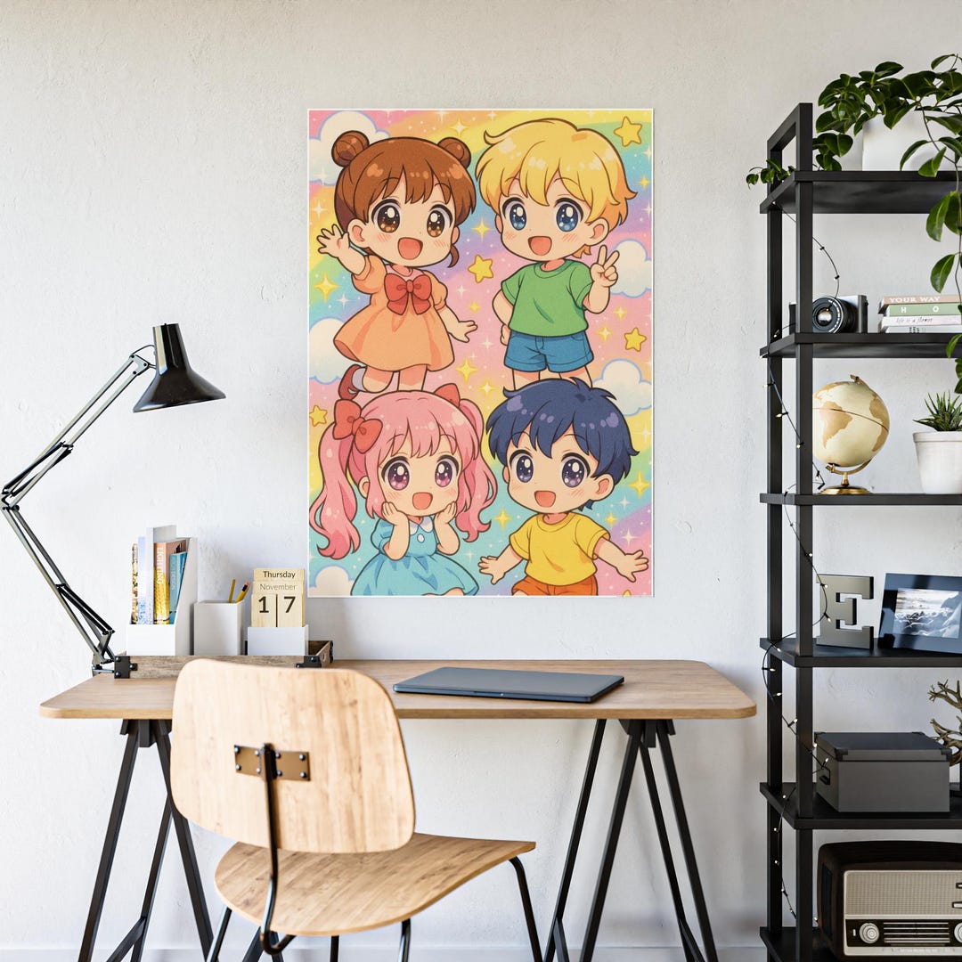Chibi Squad Anime Poster: Kawaii Pastel Rainbow Wall Art - Etsy