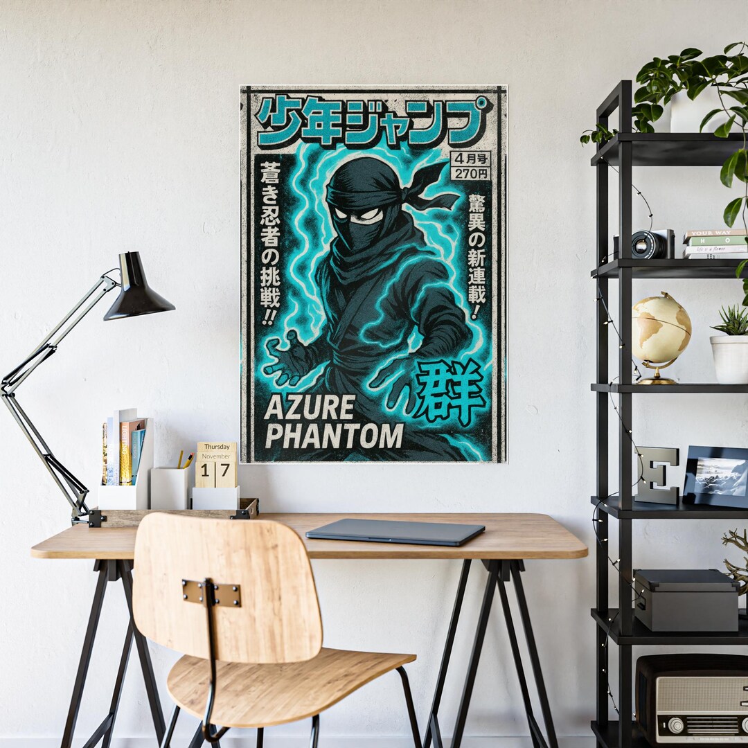 Azure Phantom Anime Glossy Poster Retro Manga Magazine Cover Style ...