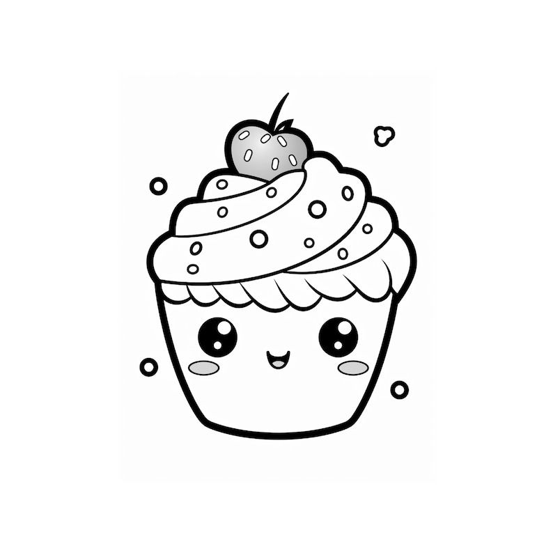 Kawaii Cupcake Coloring Book With 200 Pages for Kids and Adults, Cute ...