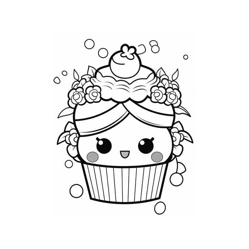 Kawaii Cupcake Coloring Book With 200 Pages for Kids and Adults, Cute ...
