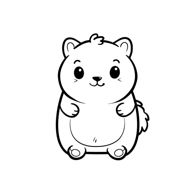 Kawaii Animals Coloring Book, Chubby Line Art (142 Pages - Etsy