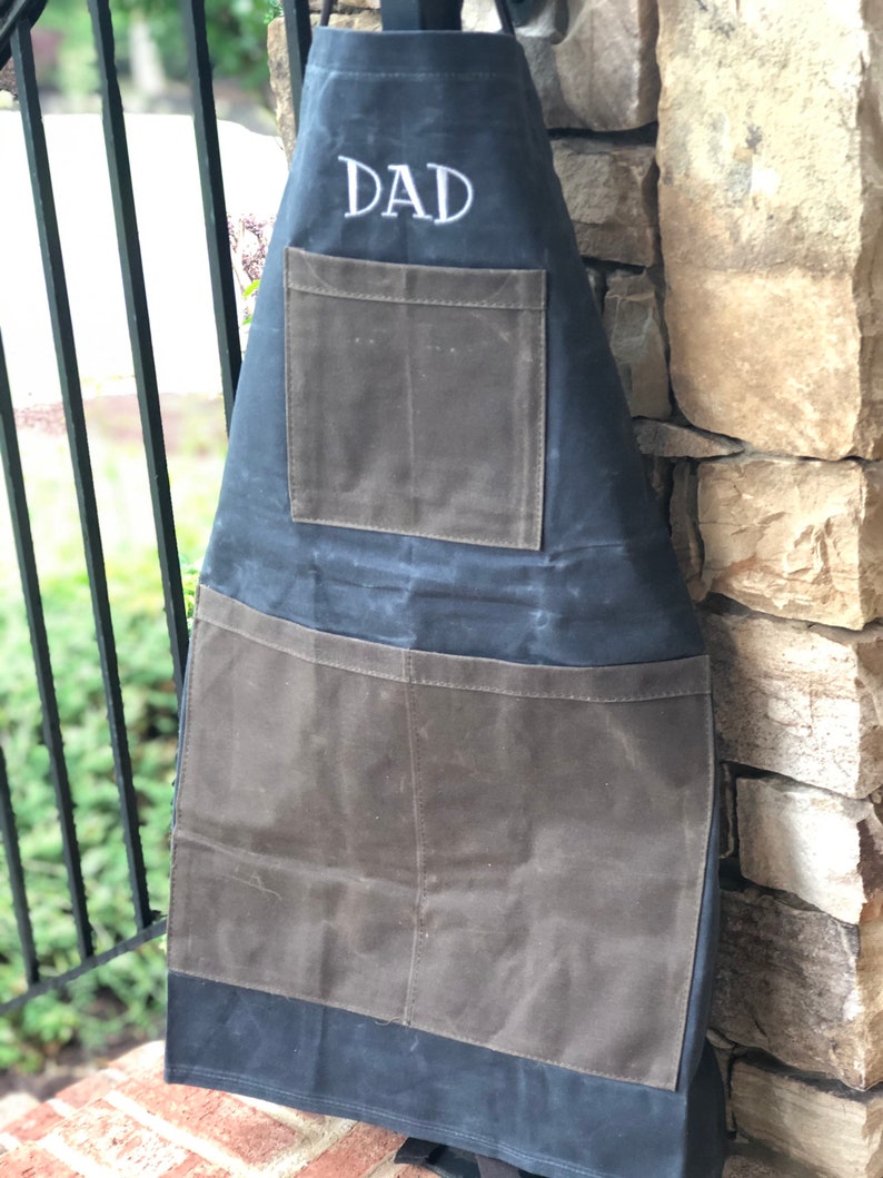 Monogrammed Waxed Canvas Apron Heavy Duty Apron for Men | Etsy