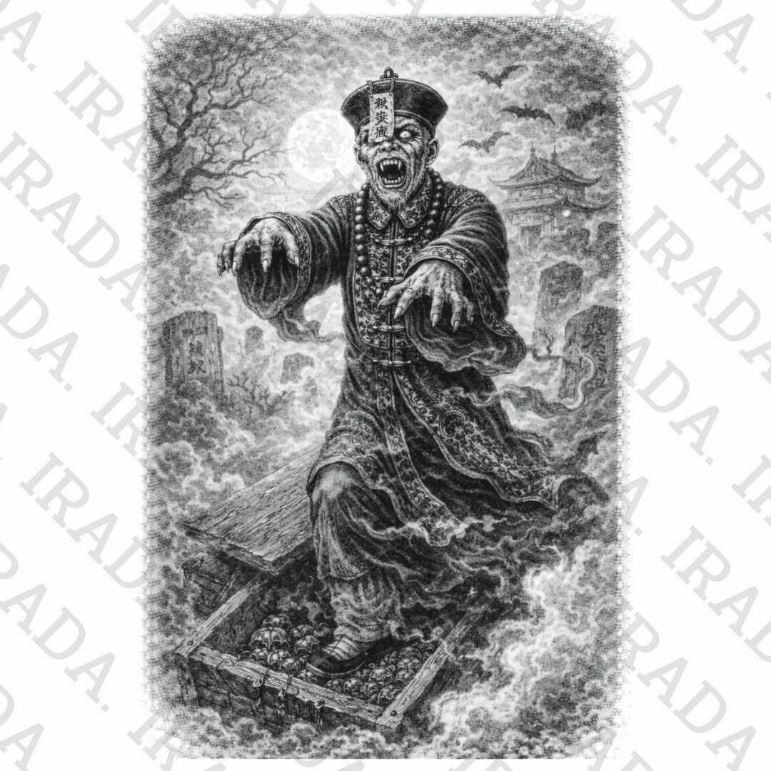 Jiangshi Chinese Vampire PNG, Hopping Ghost Illustration, Oriental ...