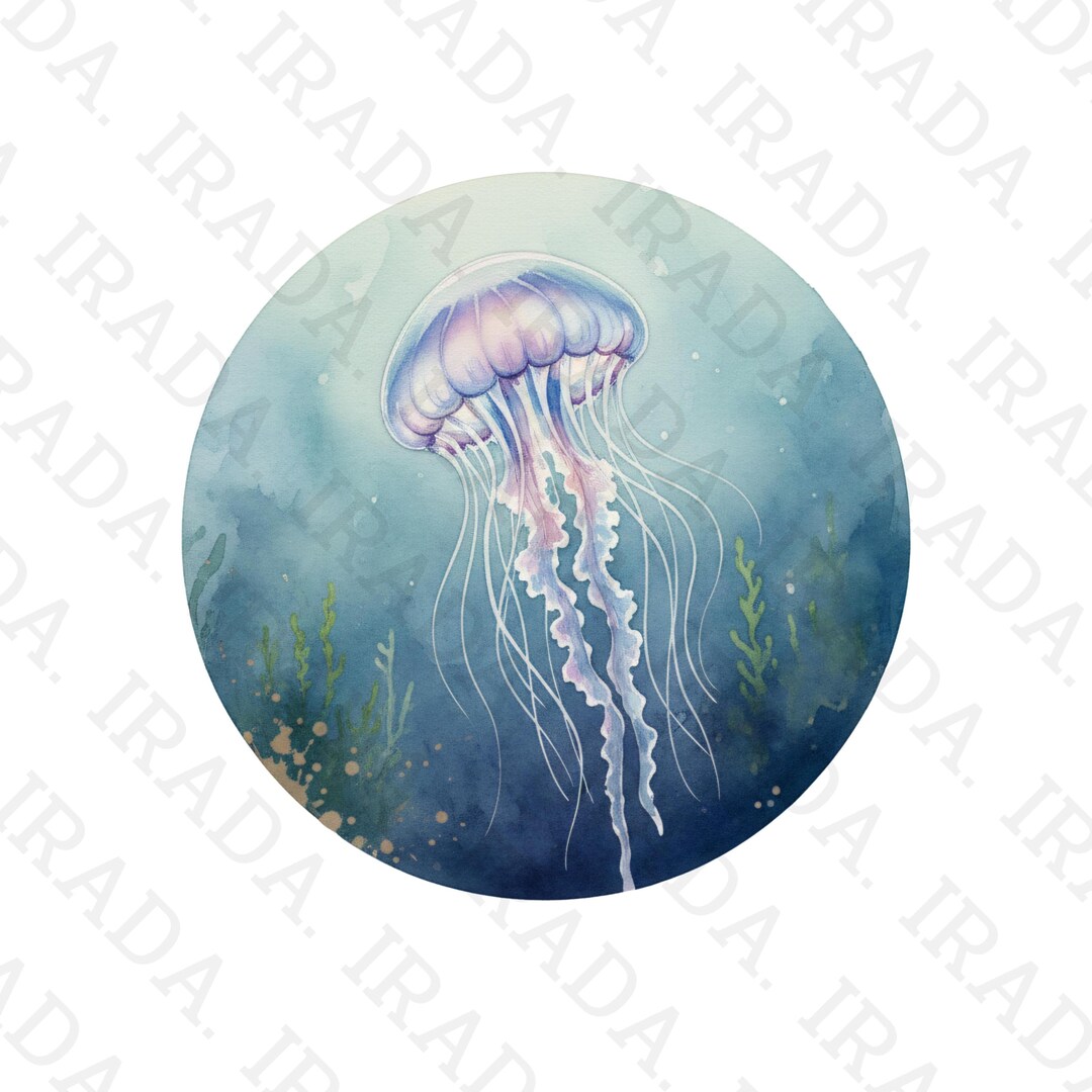 Watercolor Jellyfish Clipart, Ocean Sea Creature Png for Sublimation ...