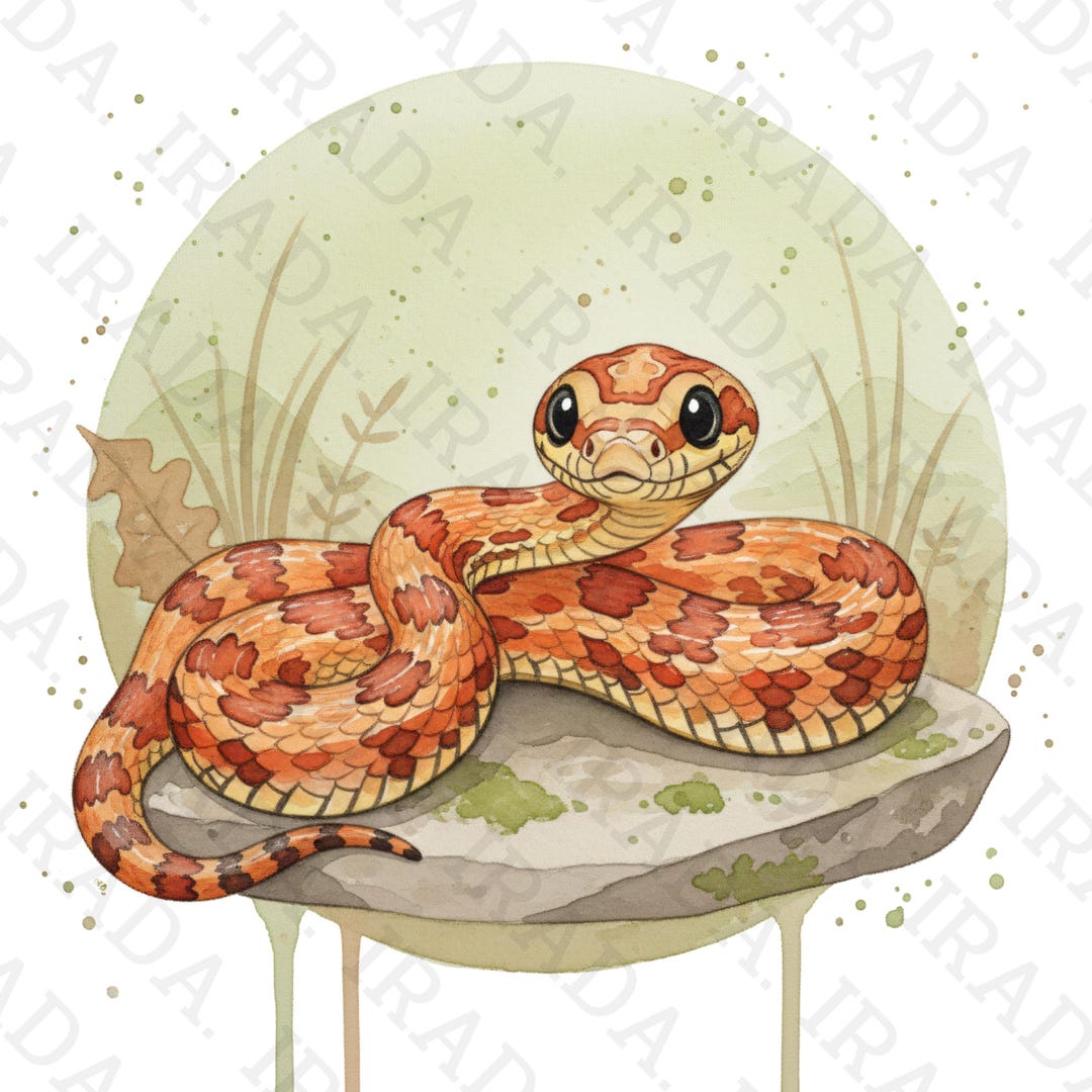 Watercolor Corn Snake Clipart, Cute Snake Png for Sublimation, Pet ...