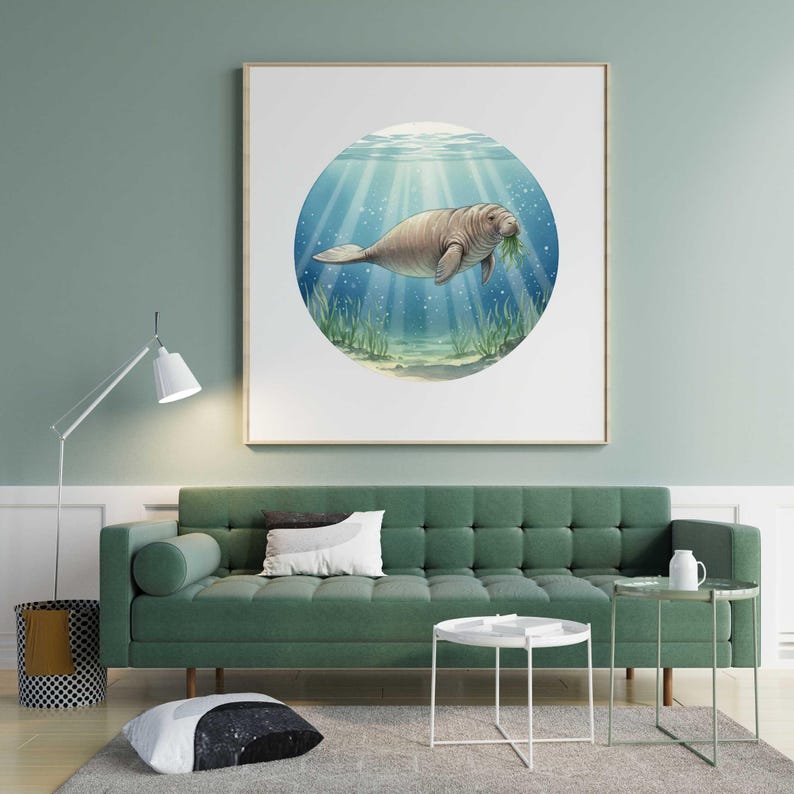 Watercolor Manatee Clipart, Sea Cow Png for Sublimation, Ocean Animal ...