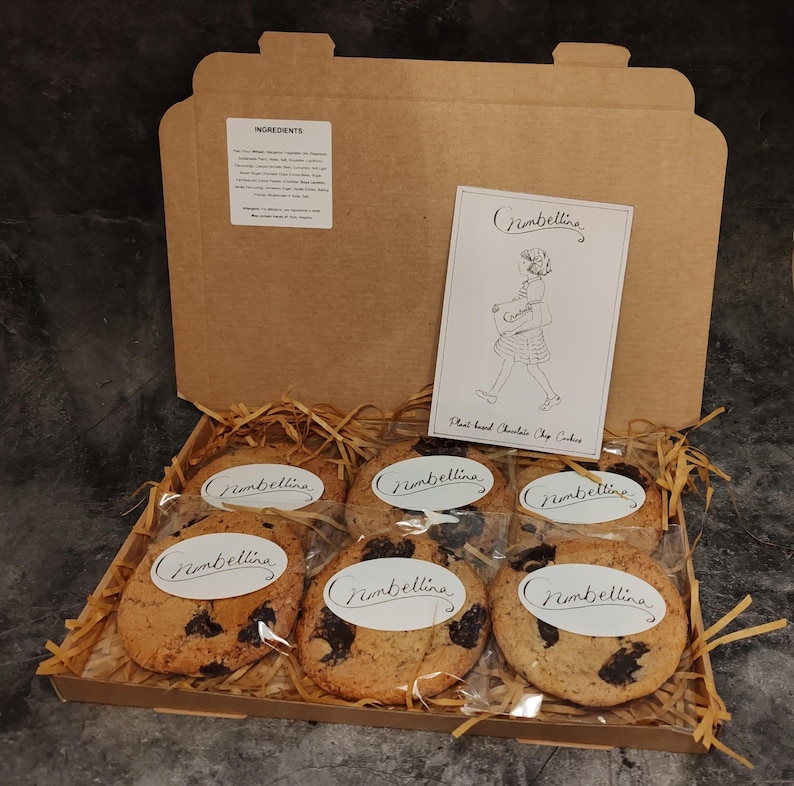 Vegan Cookie Gift Box – 6 Gourmet Chocolate Chip Cookies, Luxury Gift ...