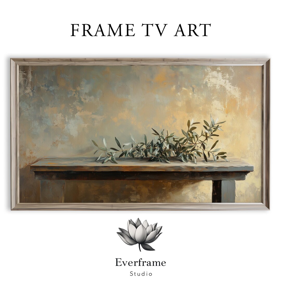 Vintage Olive Branches Still Life Frame TV Art, Rustic Farmhouse Decor ...