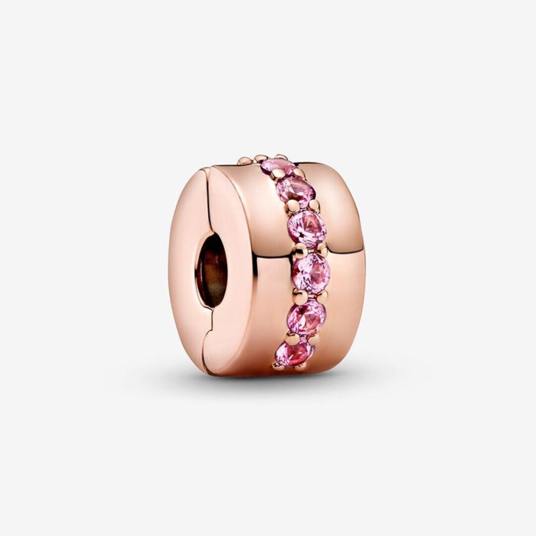 Pandora Rose Gold ALE R Pink Sparkling Row Clip Charm - Etsy