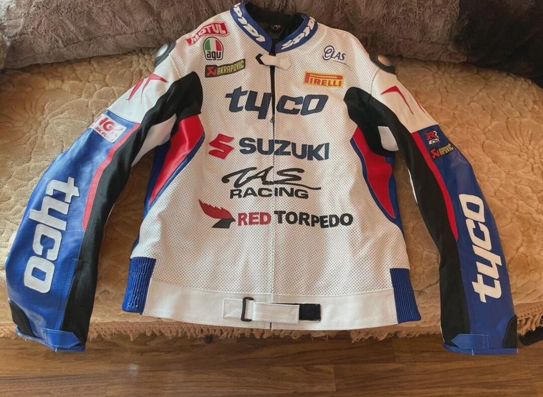 SUZUKI Tyco Motorbike/motorcycle Leather Jacket Racing Biker Leather ...