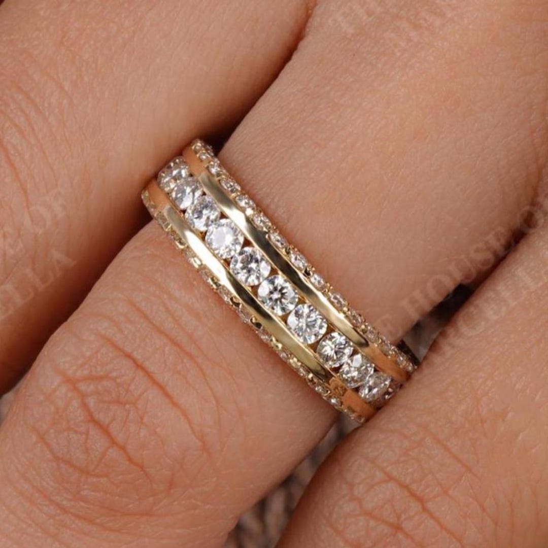 5MM Wide Channel Set Eternity Band | 14K Gold Minimalist Lab Grown ...