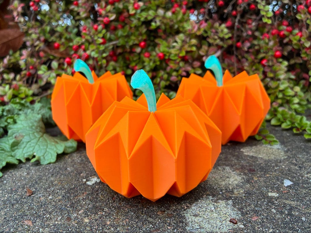 3D Printed Geometric Pumpkin – Modern Autumn Decor, Halloween Table ...