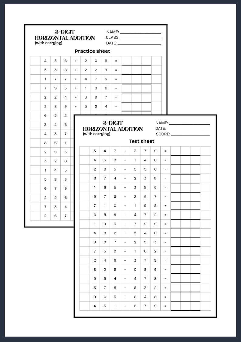 Grade 4 Addition Worksheet Bundle | Printable Math Practice Sheet | PDF ...