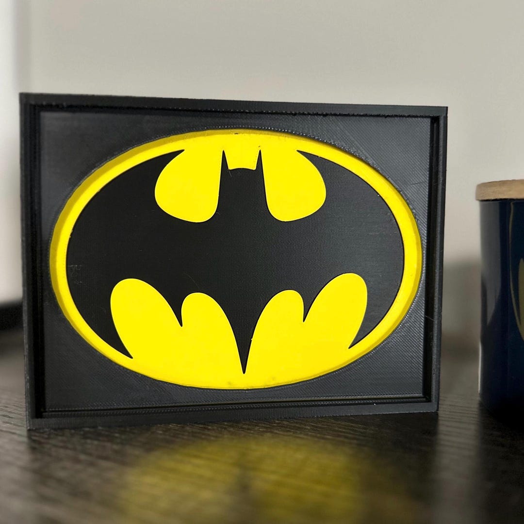 Bat Symbol Shadow Box | 3D Printed Decor | Silhouette Art | Comic Gift ...