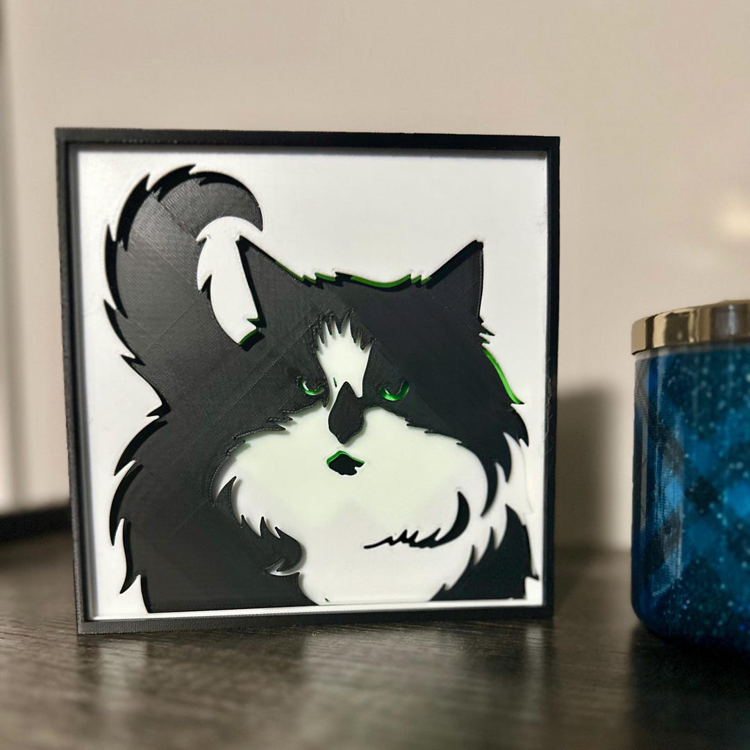 Long Haired Cat Shadow Box: 3D Printed Silhouette Art - Etsy