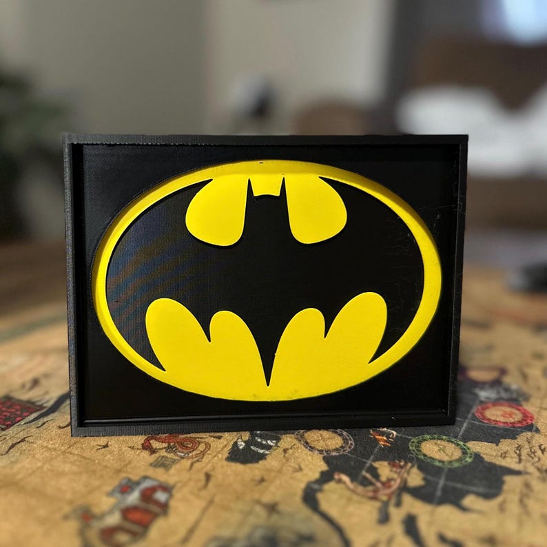 Bat Symbol Shadow Box | 3D Printed Decor | Silhouette Art | Comic Gift ...