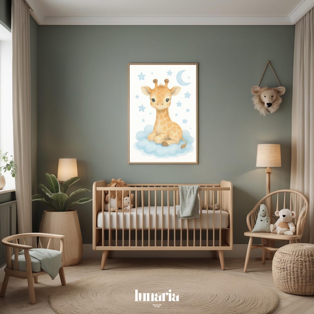 Cute Baby Giraffe Nursery Wall Art, Printable Kids Room Decor, Safari ...