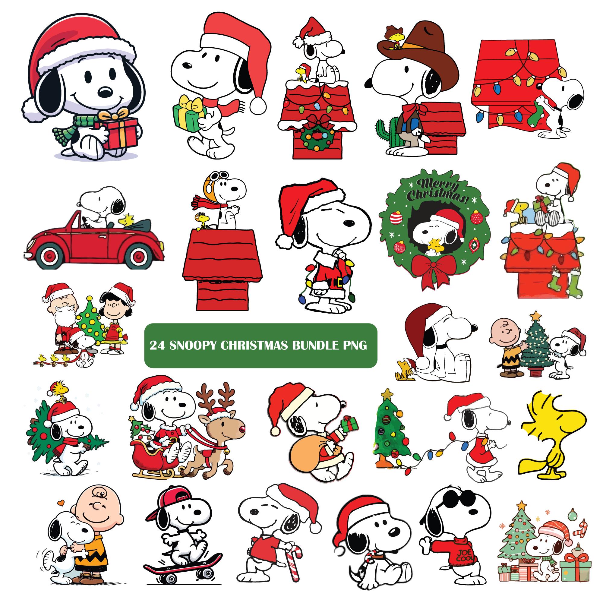 Snoopy Christmas PNG Clipart Bundle: Festive Cartoon Dog (digital ...